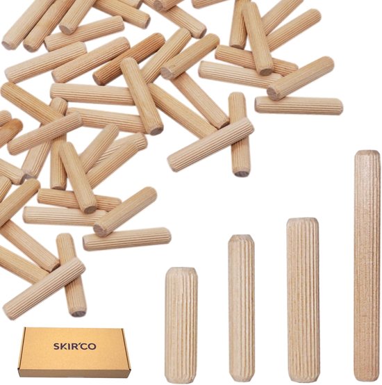 Houten pluggen - geribbelde pinnen - 400 stuks - 5 x 30 mm | bol