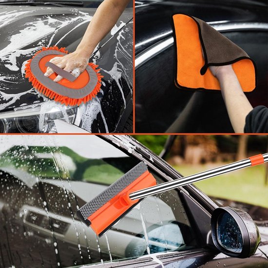 Car Wash Mop Mitt met Lange Handvat - Chenille Microfiber Borstel ...