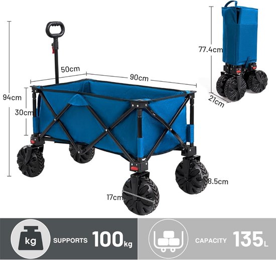 Bolderkar kinderenvervoer - Bolderkar - Opvouwbaar - Bolderwagen - Transportkar -... | bol