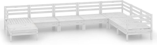 vidaXL Loungeset - 8-delig - Grenenhout - Wit | bol