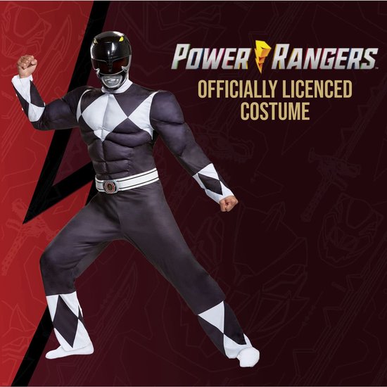 Disguise Power Rangers Zwarte Ranger Spieren-kostuum voor heren | bol