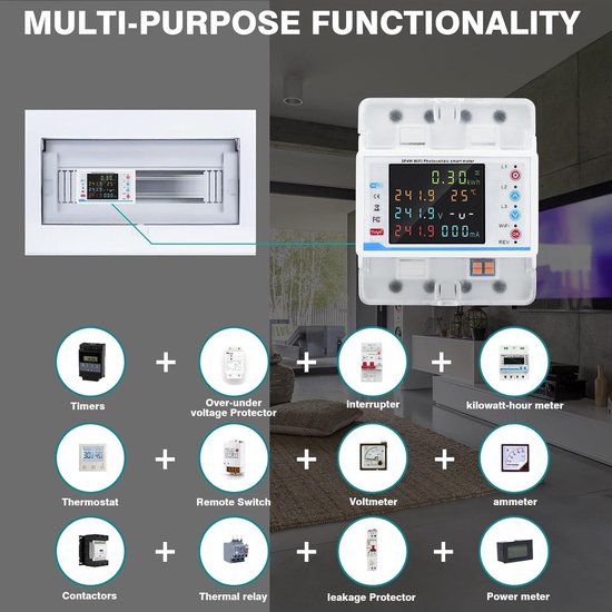 WiFi Smart Circuit Breaker 4P 3 Phase 100A 380VAC Smart Energy Meter ...
