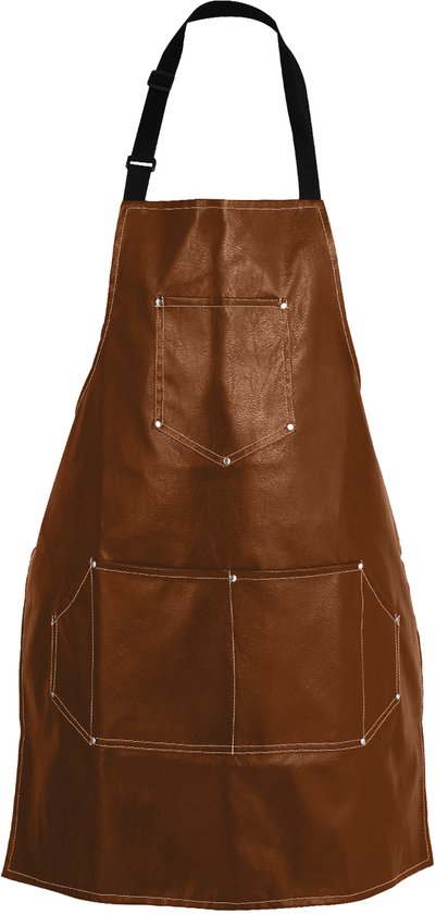 Leren BBQ Schort - Bruin Keukenschort met Grote Zak - Unisex, Slijtvast ...