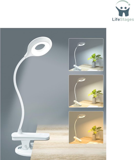 LifeStages - Bedlampjes Leeslampjes - Klemlamp Bed - Touch Dimbare ...