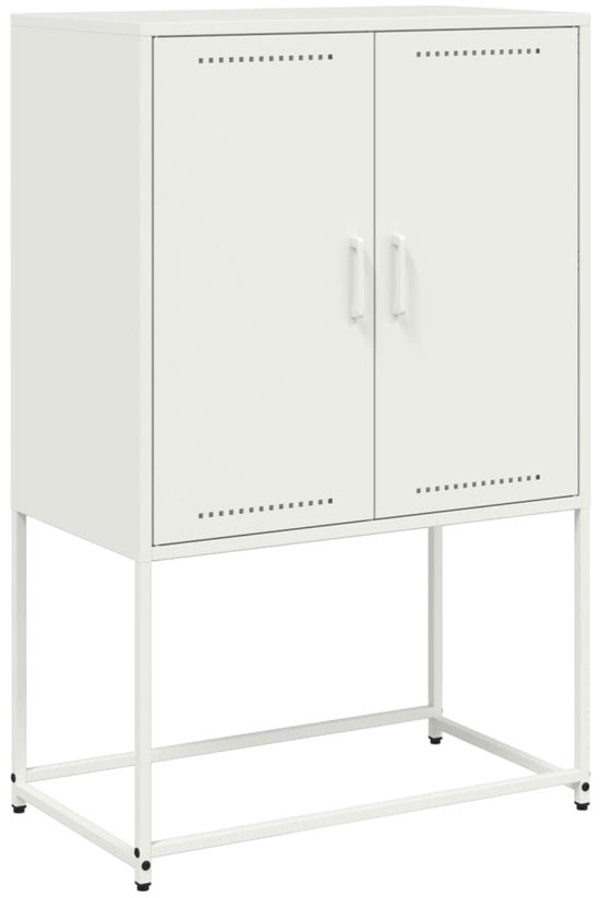 vidaXL Hoge kast staal wit 68,5x38,5x107 cm Industriële Kast - Metalen ...
