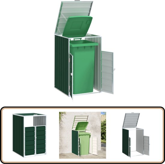 vidaXL Containerberging - 1 container - Groen - Staal Afvalcontainer ...