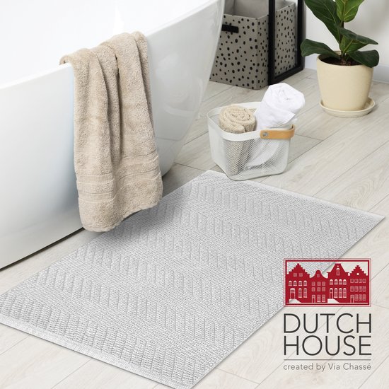 Dutch House Badmat Formia - Badmat 50x80cm - Wit - Antislip - Badmatten ...