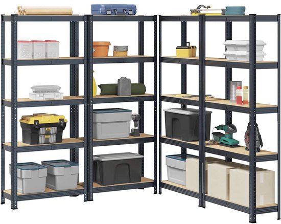 vidaXL Opbergrekken 5-laags - 4 stuks - Antraciet Garage Opslag ...
