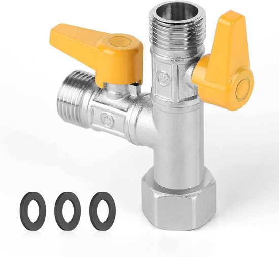 T-verdeler 1/2 inch van messing met 2 draaischakels 3-weg ...