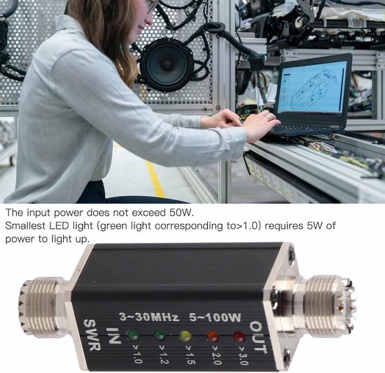 SWR-meter voor radio-antenne met led-indicator zonder batterij en laag ...