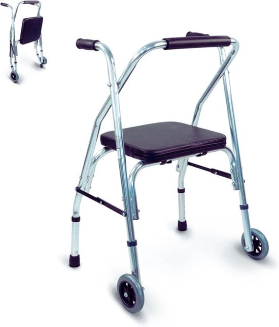 Looprek Met 2 Wielen En Gewatteerde Zitting - Opvouwbaar En Verstelbaar ...