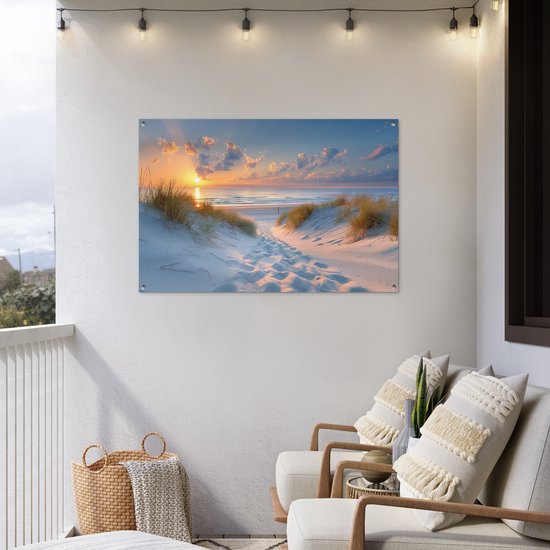 Tuinposter 120x80 cm - Tuindecoratie Zonsondergang - Strand - Natuur - Zee - Zomer -... | bol