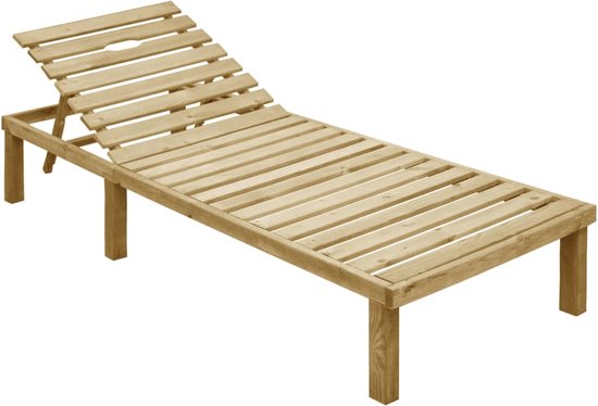 vidaXL Houten Ligbed met Crème Kussen - Verstelbaar Houten Ligbed ...