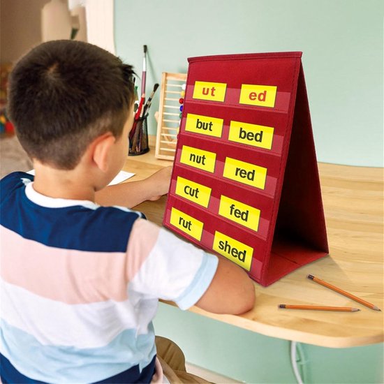 Table Top Pocket Chart Organizer Stand - Portable Desktop Self-Standing ...