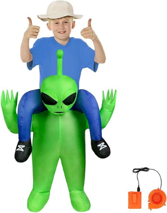 Opblaasbaar Alien-S Kostuum - Groen - Alienoes Kostuum - Opblaasbaar ...