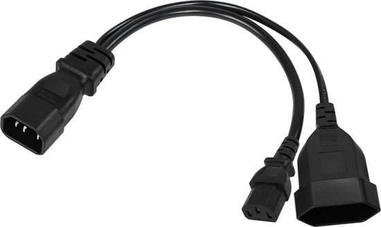 IEC C14 naar C13 + Euro Stroomkabel 2-in-1 Stekker naar Vrouwelijk ...