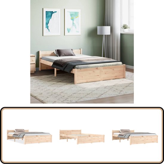 vidaXL Bedframe 120x200 cm - Massief Hout Houten Bedframe - Bedframe ...
