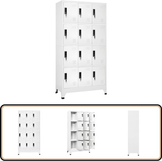 vidaXL - Lockerkast - 90x45x180 - cm - staal - wit | bol