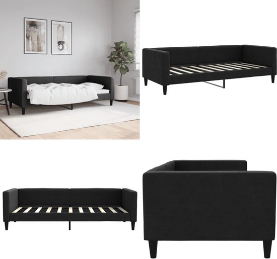 vidaXL Slaapbank 90x190 cm stof zwart - Slaapbank - Slaapbanken ...