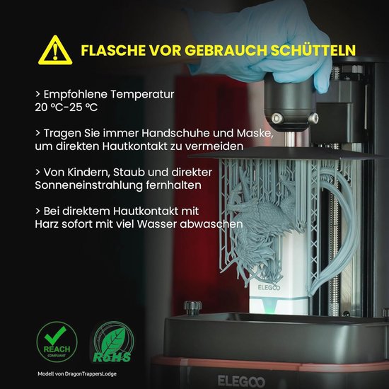Verbeterde 3D Printer Hars 2.0 - 405nm UV-Uithardende Fotopolymeer voor ...