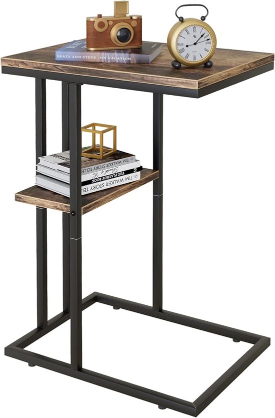 Bijzettafel C-vorm, bankbijzettafel, koffietafel, kleine tafel ...