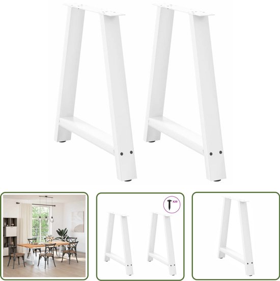 vidaXL Salontafelpoten - A-vormig - Wit - Staal - 2 stuks ...