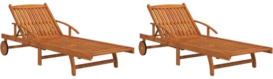 vidaXL Ligbedden - 2 stuks - Massief Acaciahout Ligbed - Acacia Hout ...