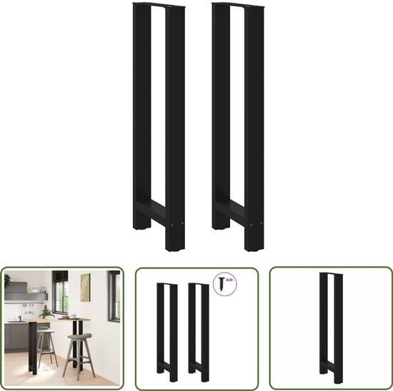 vidaXL Salontafelpoten 2 st zwart staal verstelbaar Salontafel Potten ...