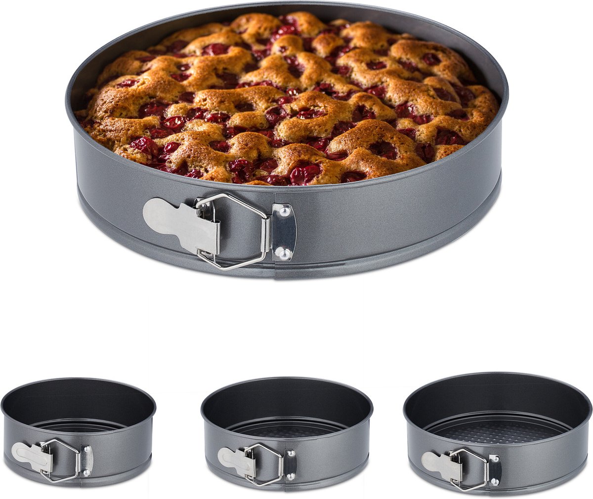 Relaxdays springvormen - set van 4 - bakvorm rond - taartvormen - anti ...