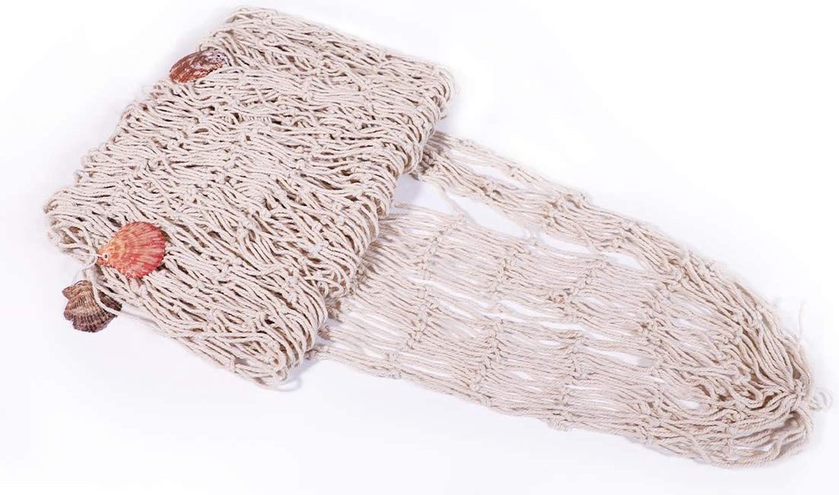 Visnet met schelpen, visnet decoratie met kleine schelpen, maritieme ...