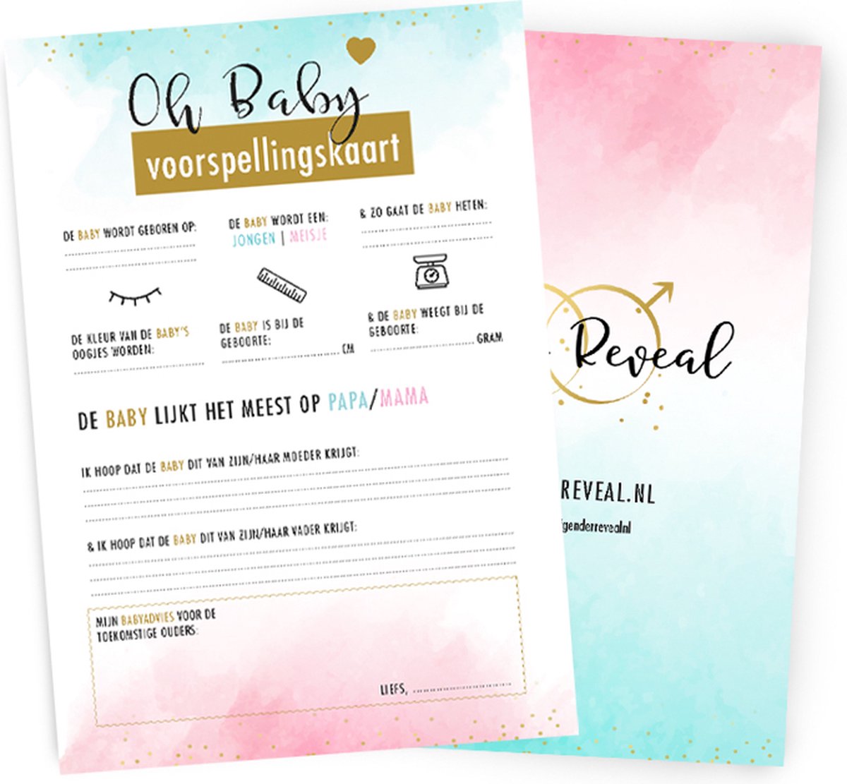 Gender reveal voorspellingskaarten - Oh Baby papieren kaarten - Babyshower - 10 stuks... | bol.com
