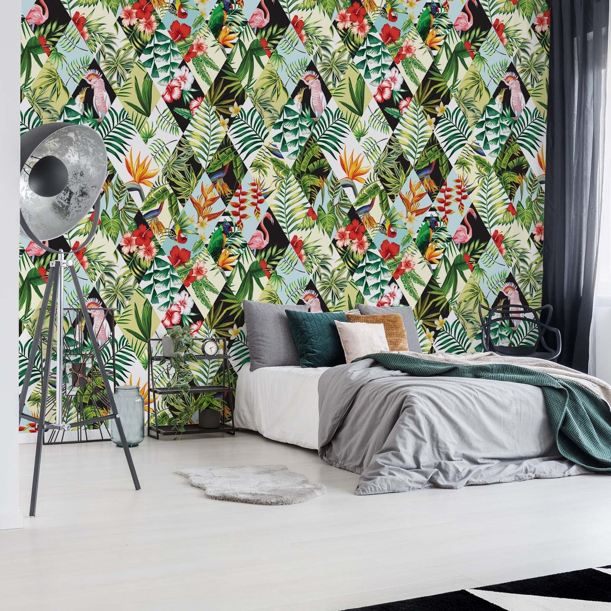 Fotobehang Modern Tropical Pattern | VEL - 152.5cm x 104cm | 130gr/m2 ...