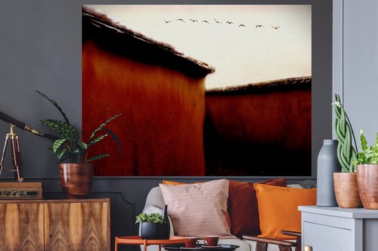 Muurstickers - Sticker Folie - Dieren - Vogels - Huizen - Rood ...