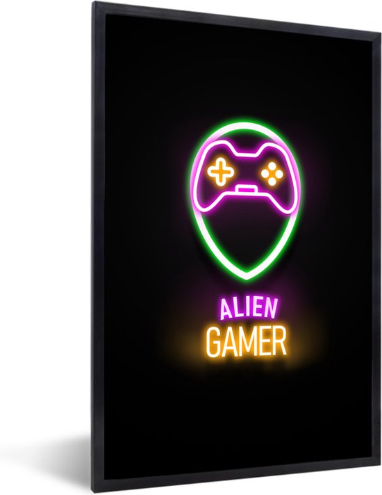 Game Poster - Gaming - Quotes - Neon - Alien gamer - Controller ...