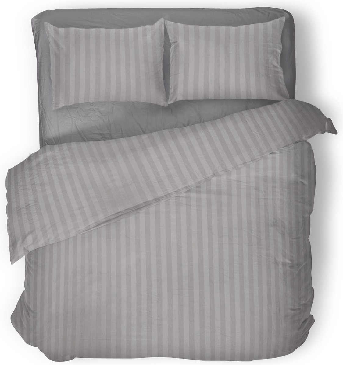 Elegance Dekbedovertrek satijn streep - silver grey - Dekbedovertrek ...