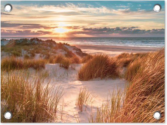 Tuin decoratie Duin - Planten - Zonsondergang - Strand - Zee - 40x30 cm - Tuindoek -... | bol