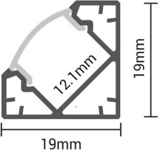 Hoek profiel voor LED strip | 12mm | 2 meter | Zilver | Inclusief afdek ...