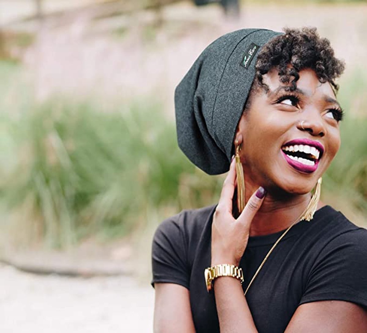 Bonnet de nuit réglable, doublé satin, cheveux bouclés extra larges ...