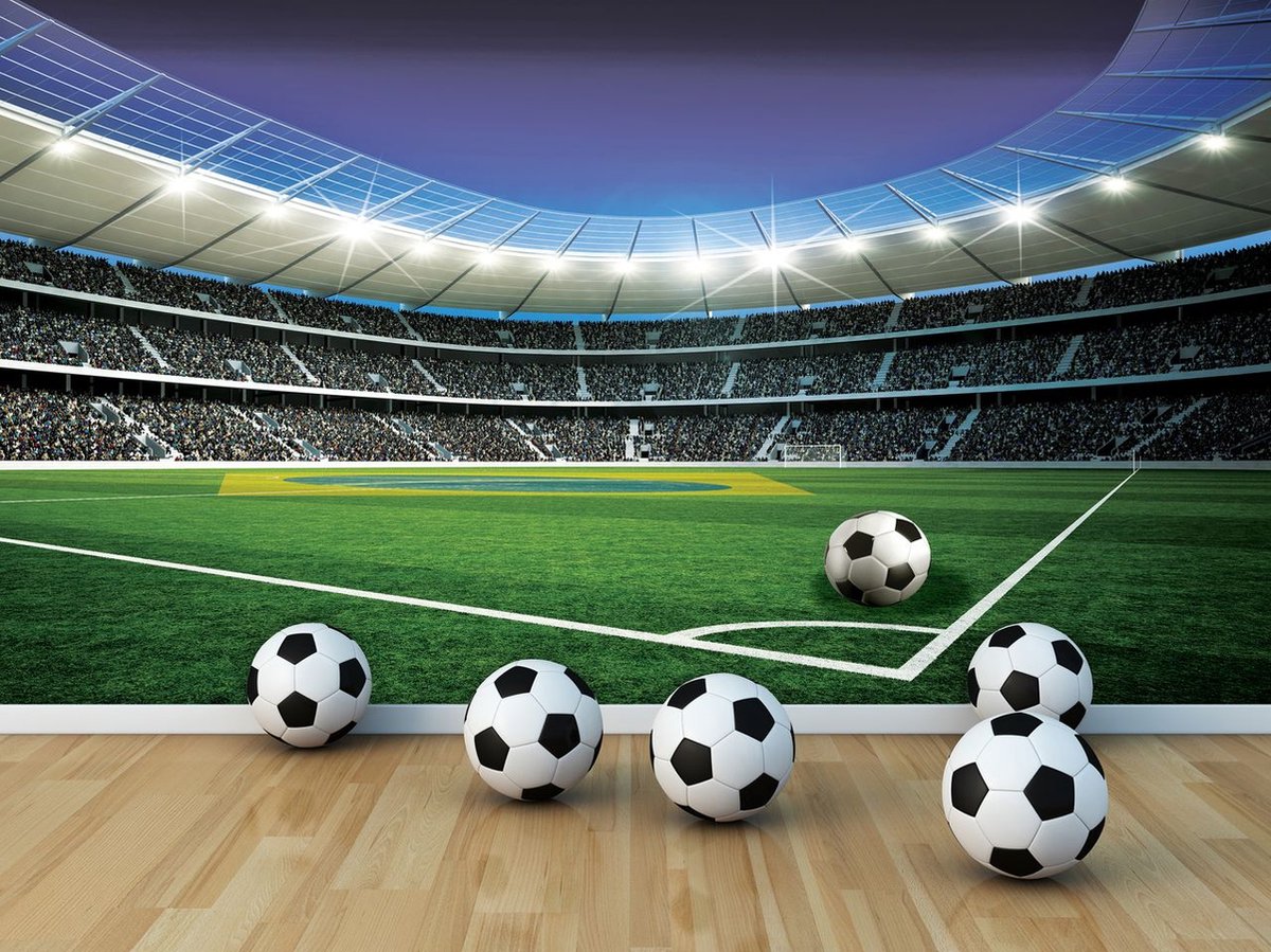 Fotobehang - Vlies Behang - Voetbalstadion met Braziliaanse Vlag ...