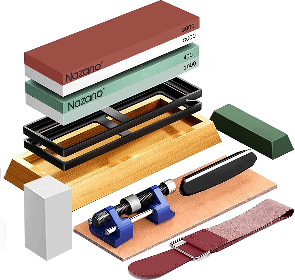 Slijpsteen set mes 11 Accessoires - Nazano professionele slijpsteen ...