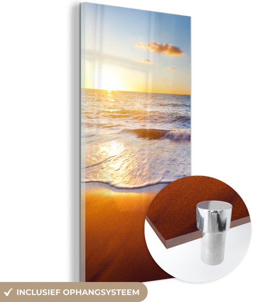 Glasschilderij - Foto op glas - Strand - Zee - Zon - Horizon - Schilderij strand -... | bol