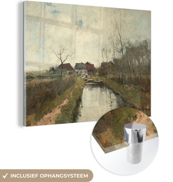 MuchoWow® Glasschilderij 40x30 cm - Schilderij acrylglas - Huisje aan ...