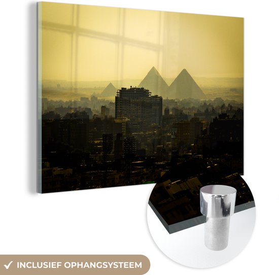 MuchoWow® Glasschilderij 120x80 cm - Schilderij acrylglas - Gele tinten ...