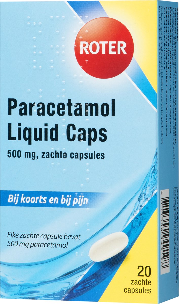 Roter Paracetamol Liquid Caps 500 mg - Pijnstiller - 20 tabletten | bol