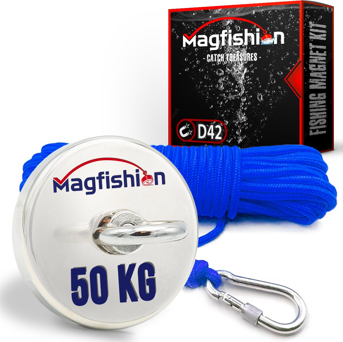 Magfishion Magneetvissen - 50 KG Trekkracht - Mini Vismagneet - 20 ...