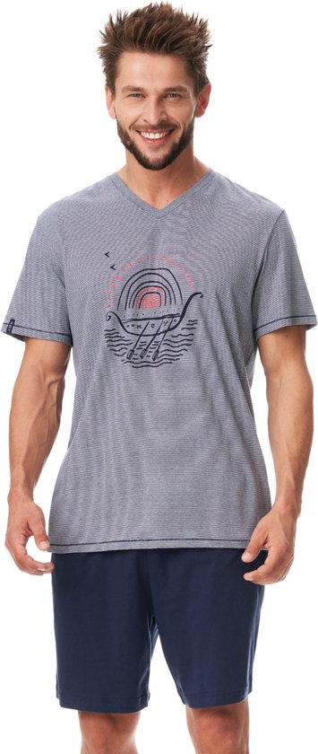 Key Katoenen Pyjama Heren Volwassenen | Korte Mouw Korte Broek ...