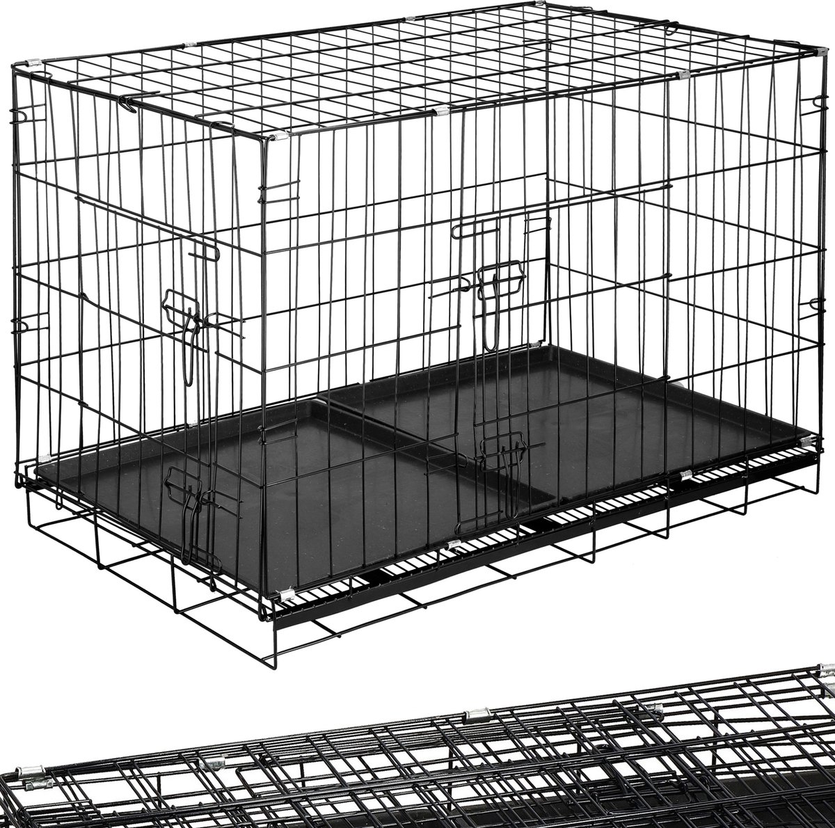 Springos Hondenbench - Bench - Hond / Kat - 100 x 60 x 70 cm - Zwart | bol