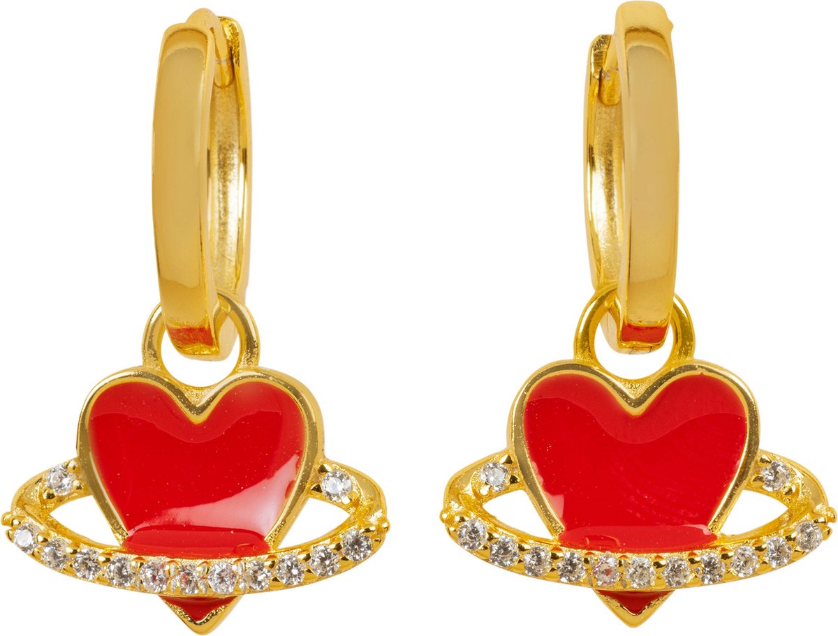 Rebelle Amsterdam - Hartjes Oorbel - Gouden Oorringen - Oorringen Met ...