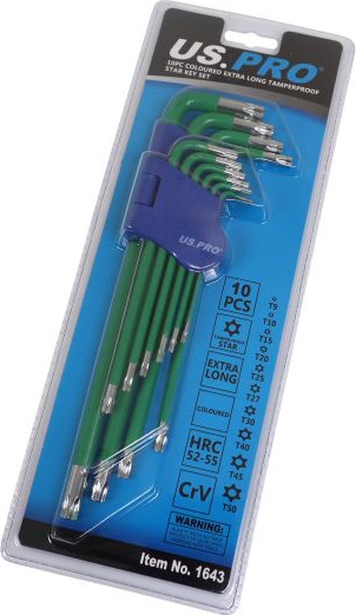 Torx sleutelset met 10 Torx sleutels met boring (Torx security) | bol.com