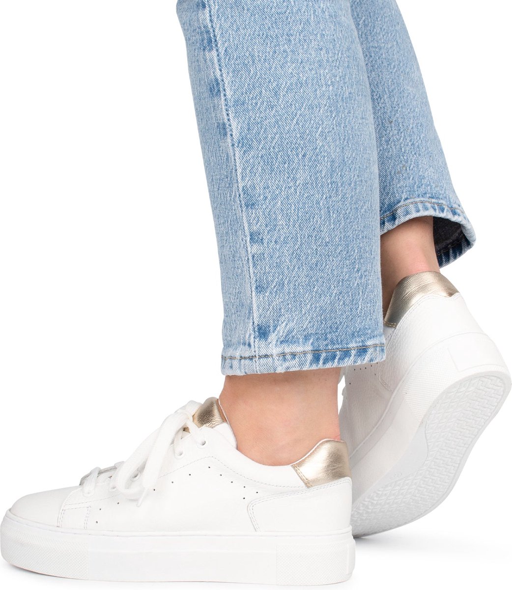 PS Poelman TITULAR Dames Sneakers - Wit met goud combinatie - Maat 39 ...